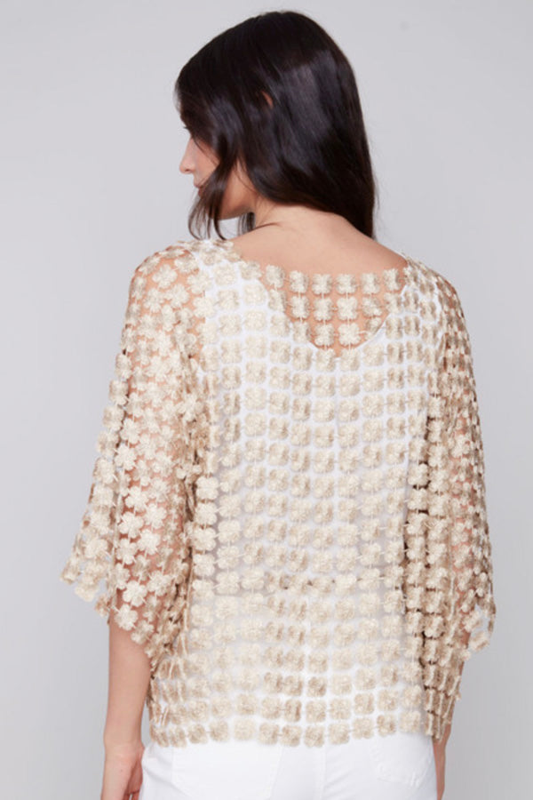 Charlie B - Flower Embroidery Sweater - Gold
